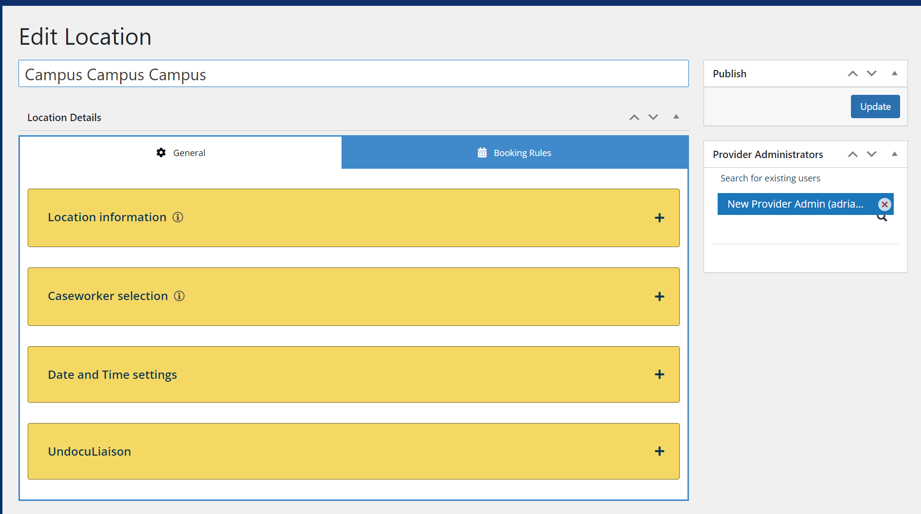 Location Settings | General Tab – Provider Help Center